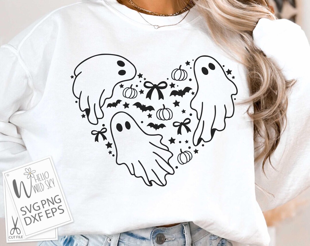 Ghost Heart SVG, Halloween Ghost Svg, Girls Halloween SVG, Kids ...