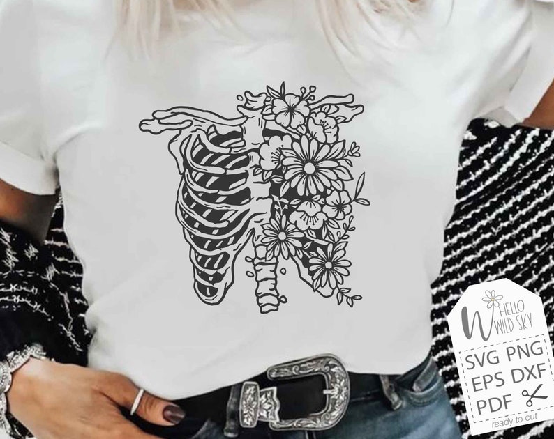 Floral Ribcage SVG, Ribcage Flowers Svg, Skeleton Flower Svg, Ribs Svg ...