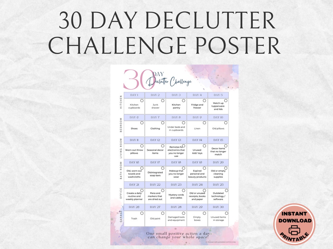Printable 30 Day Declutter Poster Home Declutter Life - Etsy