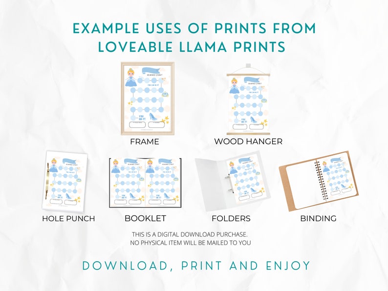 Cinderella Reward Chart for Girls Kids Printable Potty Training Chart ...