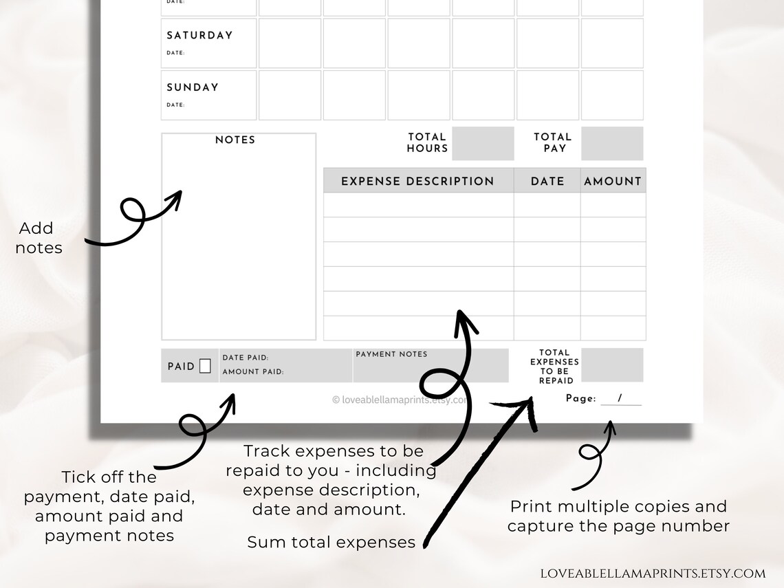 Printable Babysitter Time Sheet Timesheet Tracker for Babysitter Nanny ...