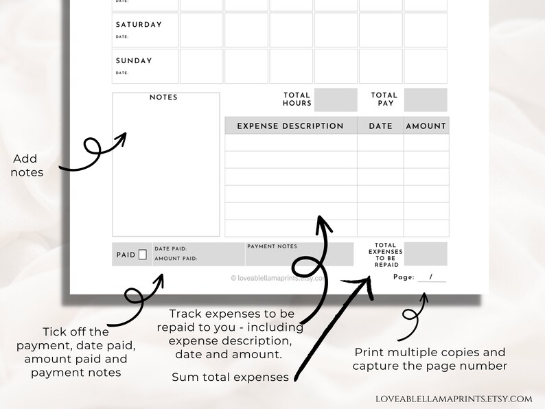 Printable Babysitter Time Sheet Timesheet Tracker for Babysitter Nanny ...