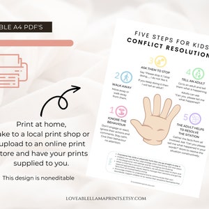 Printable Five Step Conflict Resolution for Kids Printable Positive ...