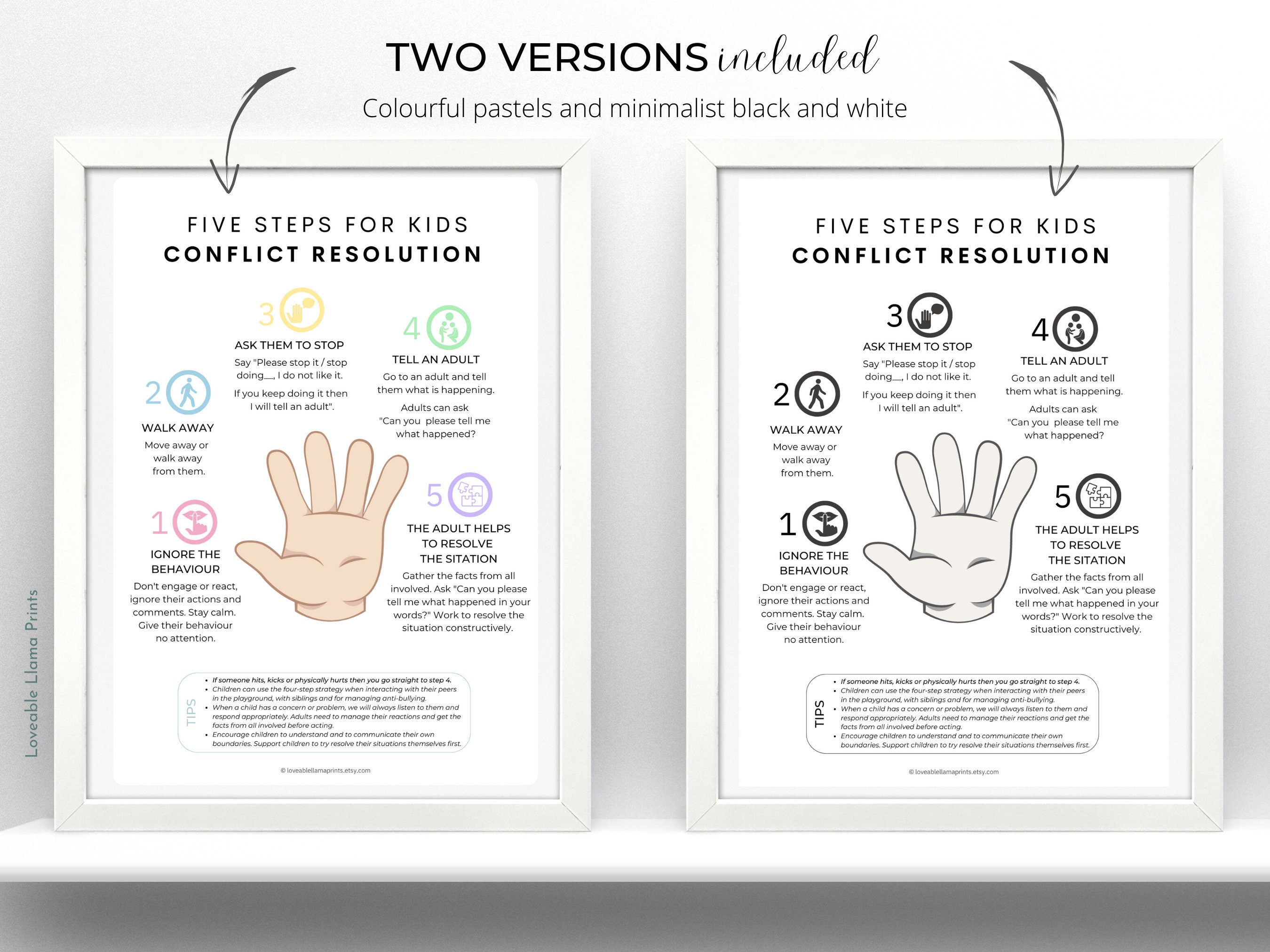 Printable Five Step Conflict Resolution for Kids Printable Positive ...