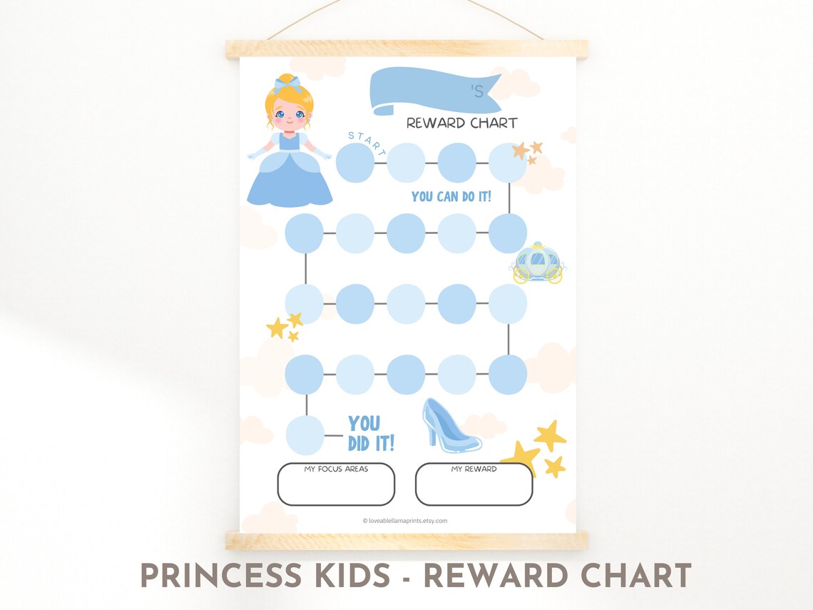 Cinderella Reward Chart for Girls Kids Printable Potty Training Chart ...