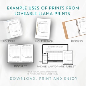 Printable Babysitter Time Sheet Timesheet Tracker for Babysitter Nanny ...
