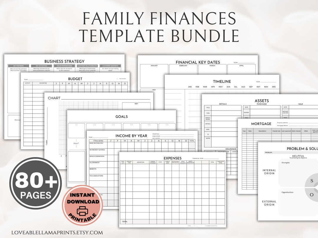 Family Finances Template Bundle Financial Budget Planning for Positive ...
