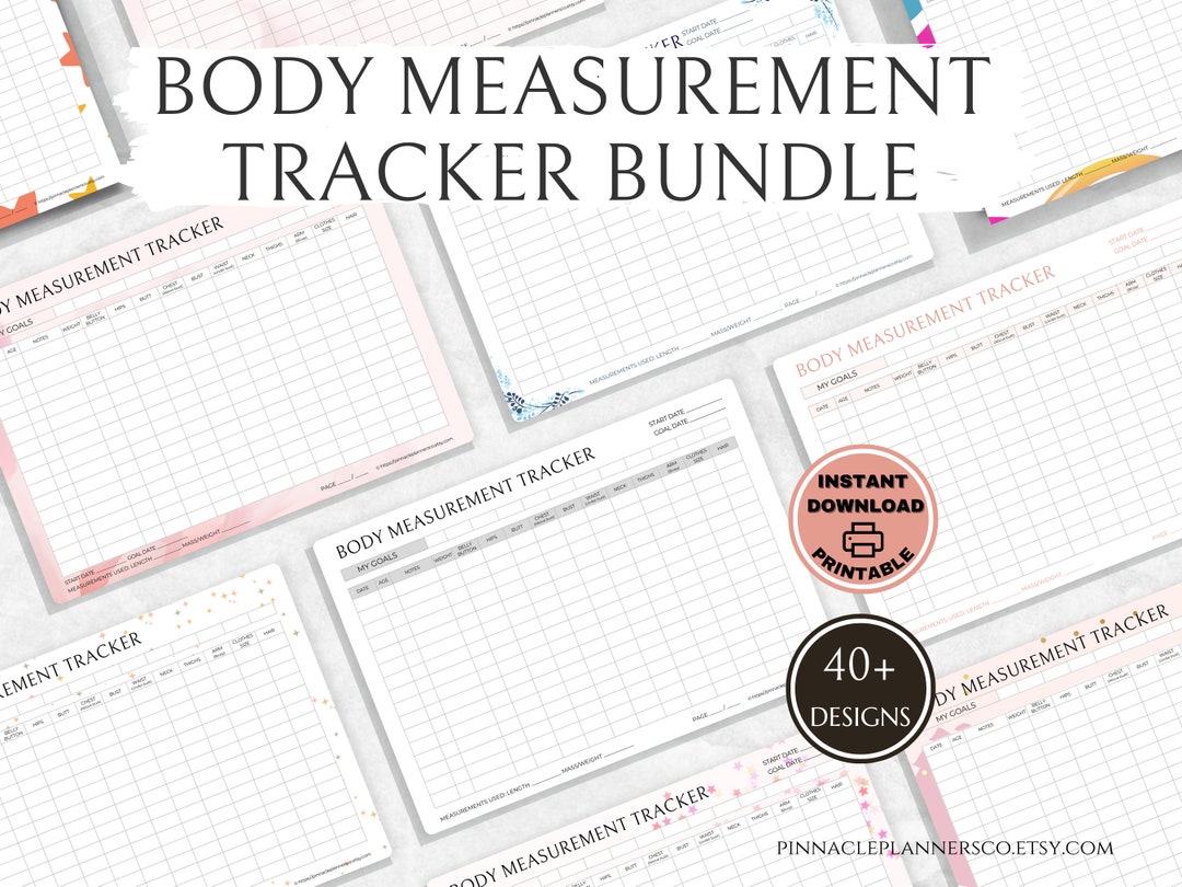 Printable Body Measurements Tracker BUNDLE 40+ Multiple Designs Body ...