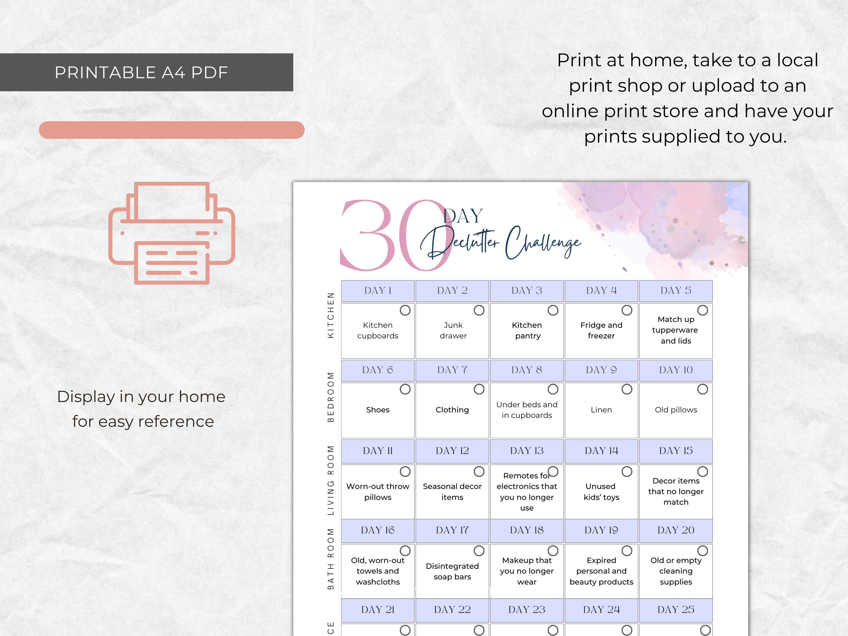 Printable 30 Day Declutter Poster Home Declutter Life - Etsy