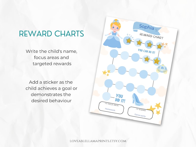 Cinderella Reward Chart for Girls Kids Printable Potty Training Chart ...