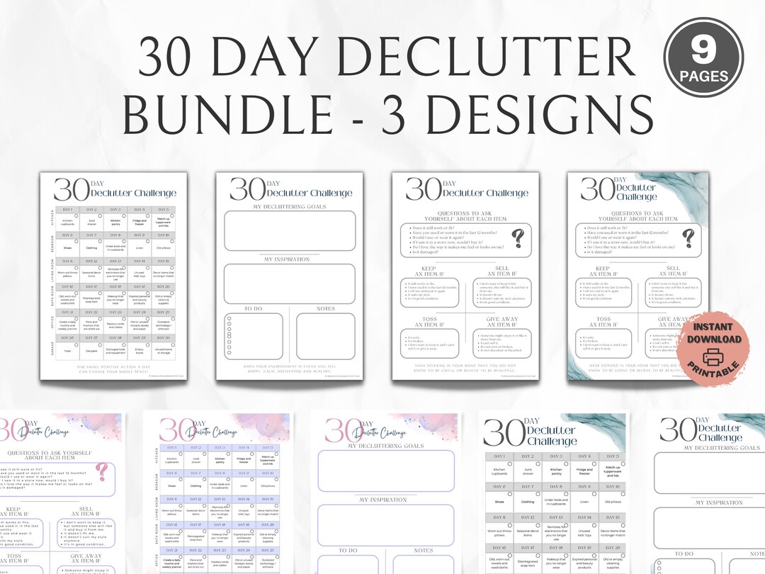 DUCLUTTER GUIDE BUNDLE Printable 30 Day Declutter Home - Etsy