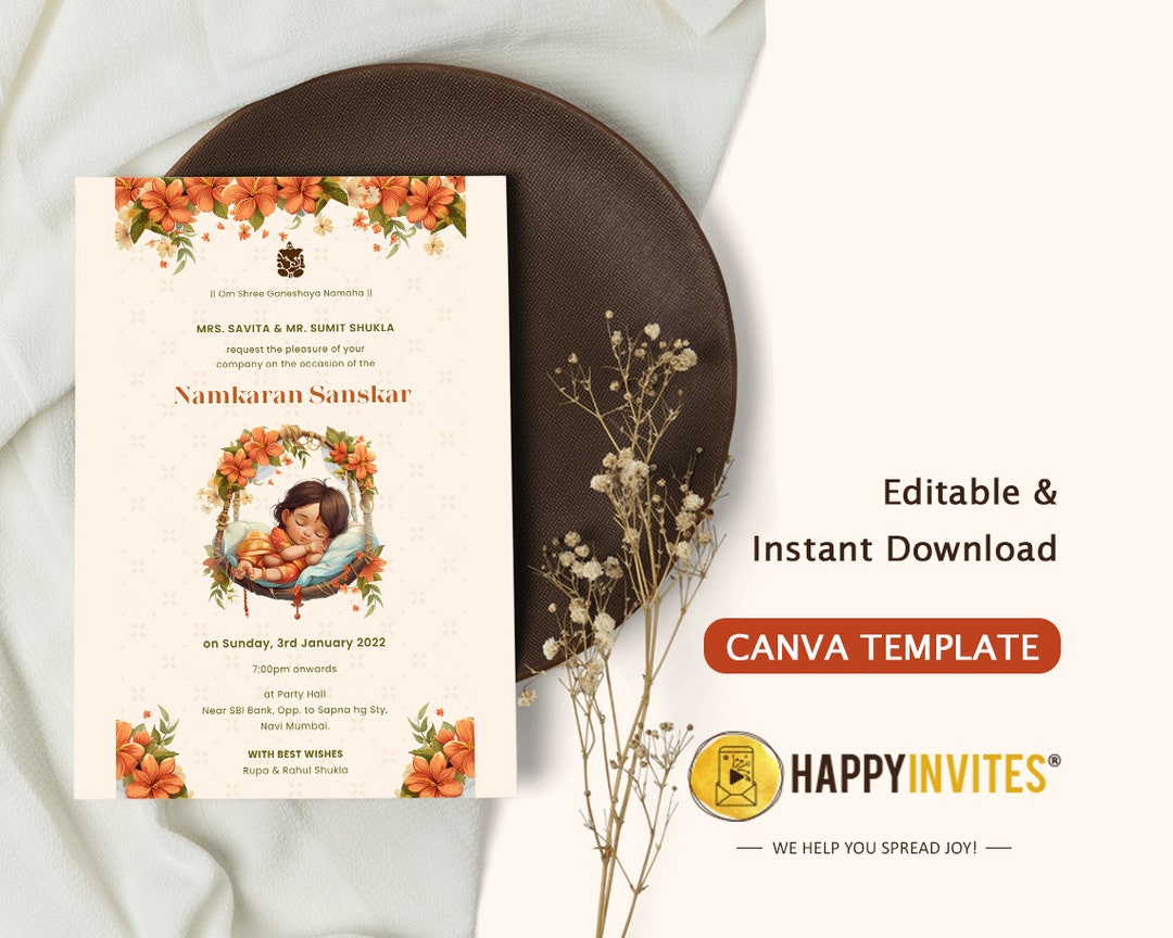 Editable Indian Naming Ceremony Invitation, Cradle Ceremony Invitation ...