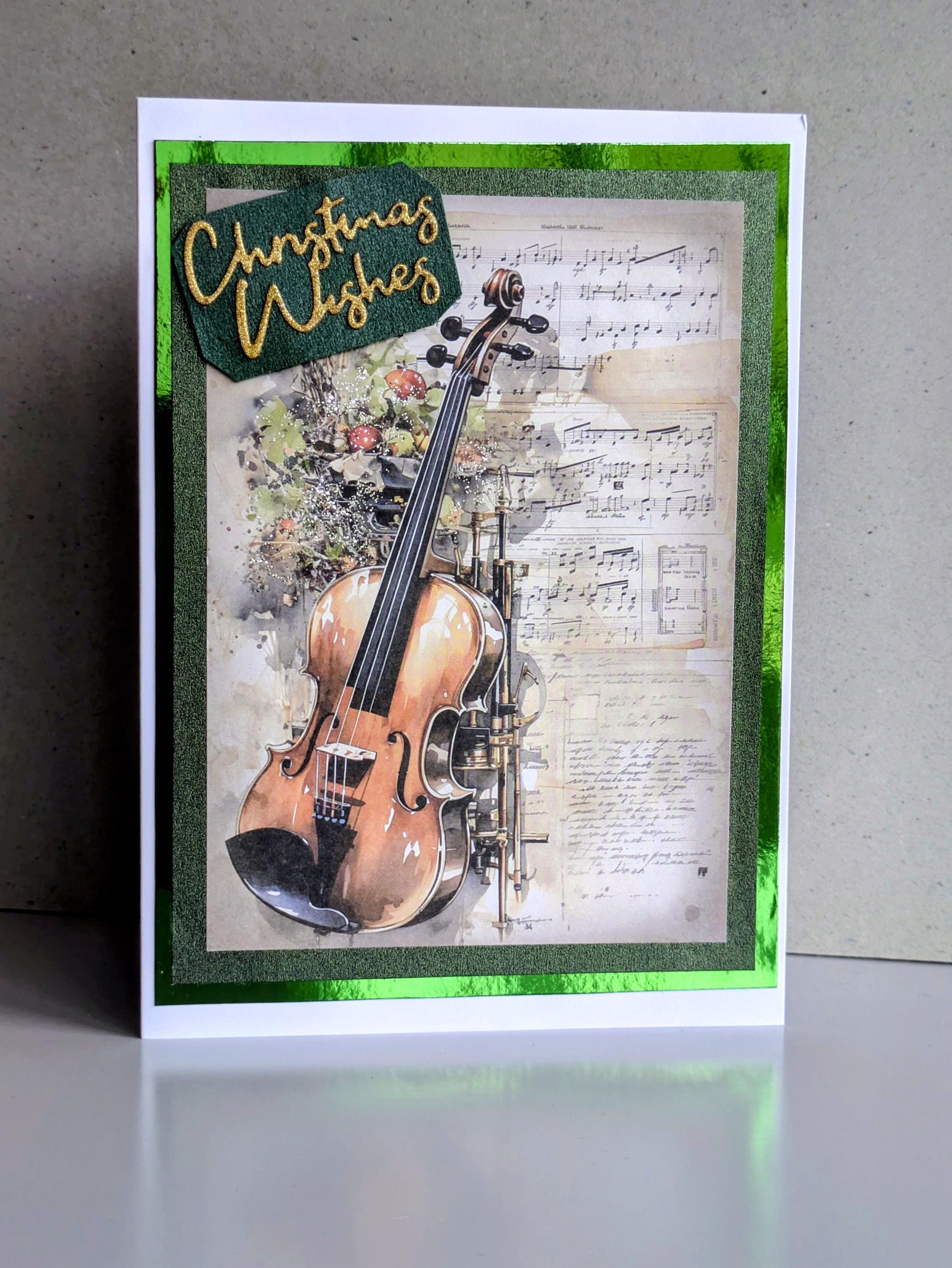 Handmade Violin Christmas Card - Etsy