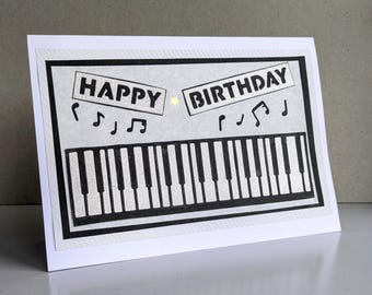 Happy Birthday Grand Piano Keyboard, Sustainable Retro Overprint ...