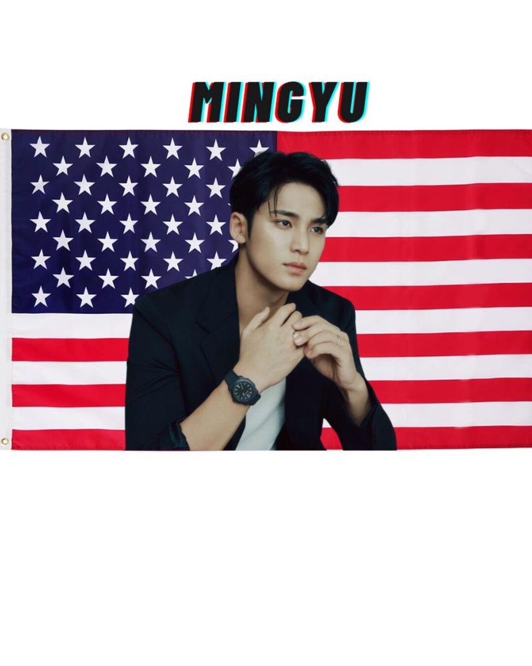 Mingyu Kim USA Flag Kpop Idol Room Decor SEVENTEEN DK Tapestry Fanmade ...