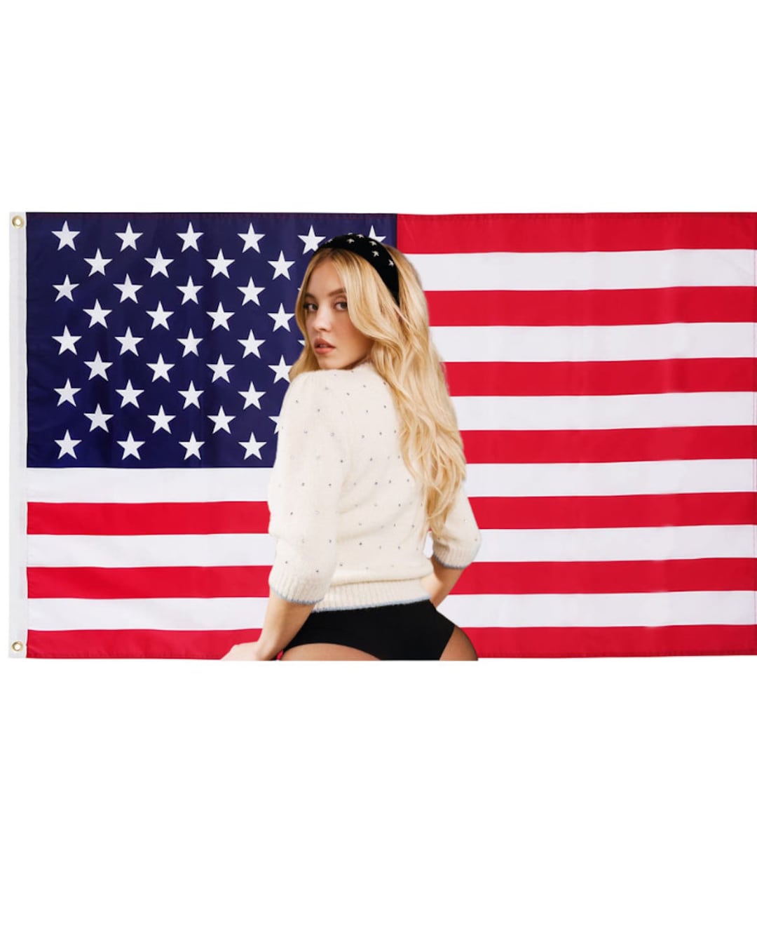 Sydney Sweeney Pin up Girl USA Flag American Flag Tiktok Meme Trendy ...