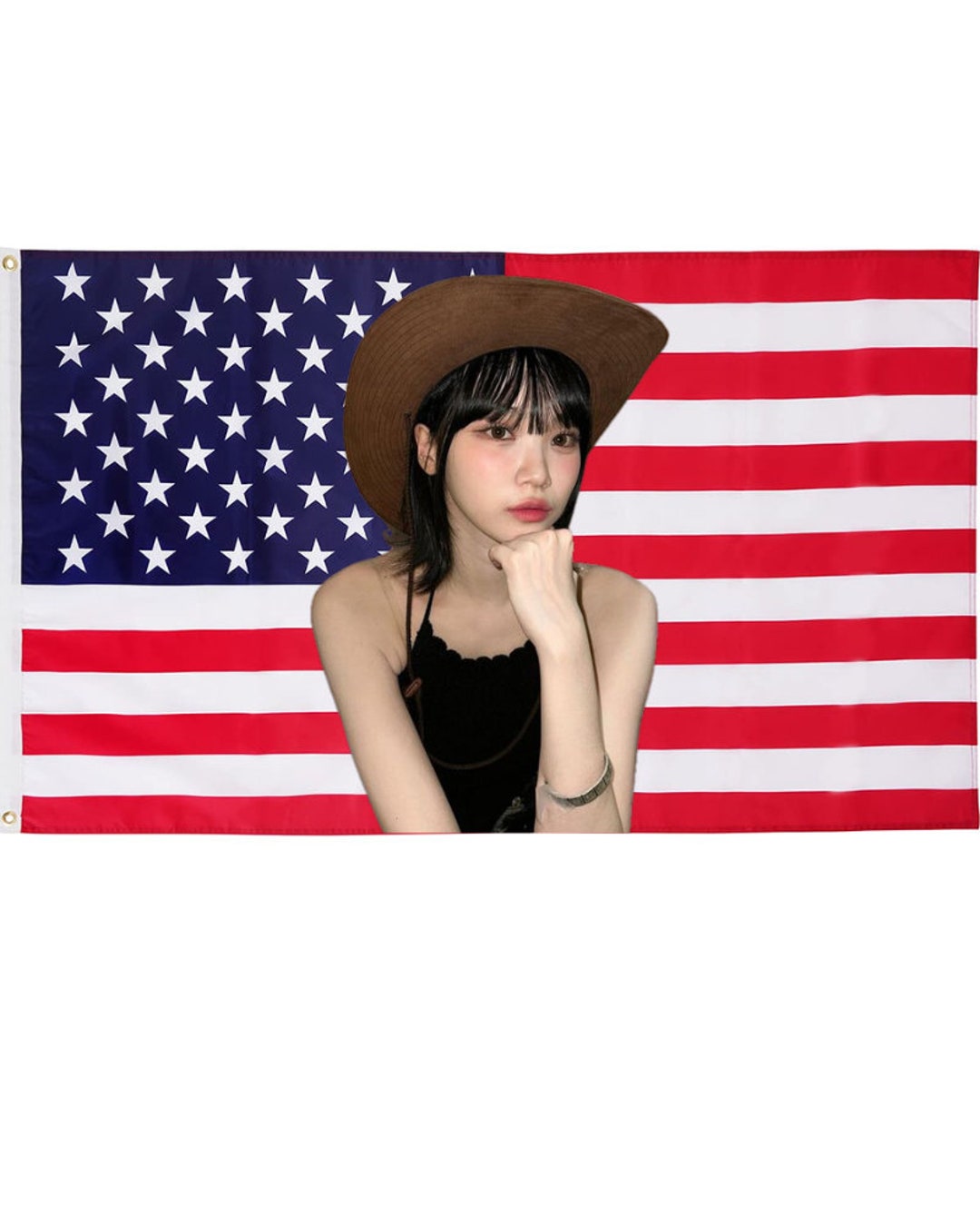 Chaewon Le Sserafim USA Flag Bunnie KPOP American Flag Tiktok Meme ...