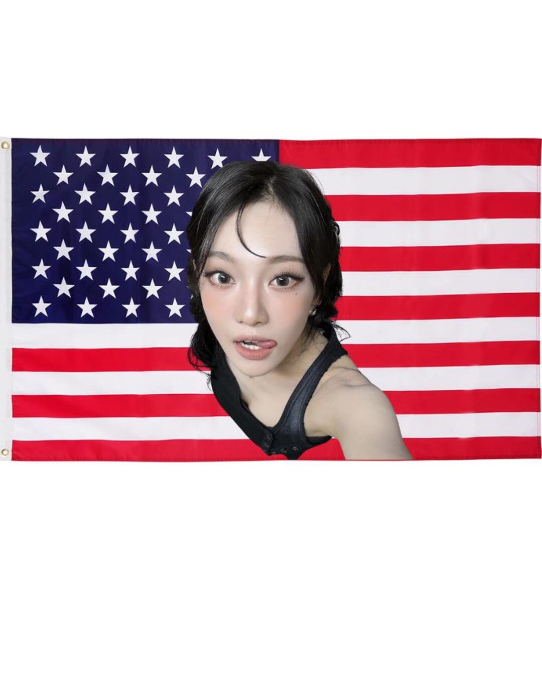 Ningning Aespa Pop USA Flag MY Bunnie KPOP American Flag Tiktok Meme Trendy Room Tapestry ...