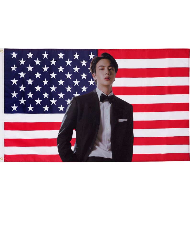 JIN BTS Army USA Flag Bunnie Kpop American Flag Tiktok Meme Trendy Room ...