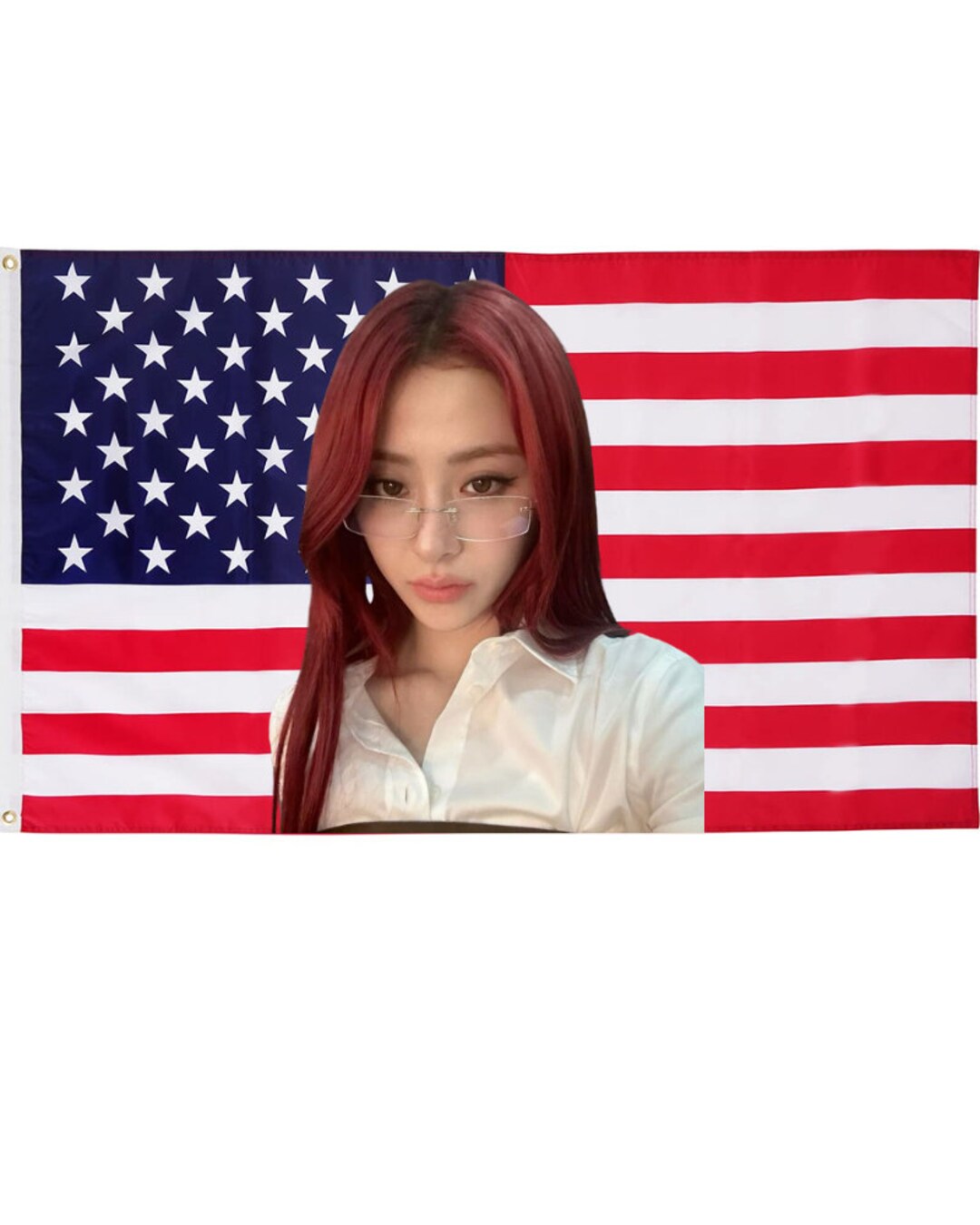 Jen Yunjin Le Sserafim USA Flag KPOP American Flag Tiktok Meme Trendy Room Tapestry Fanmade ...
