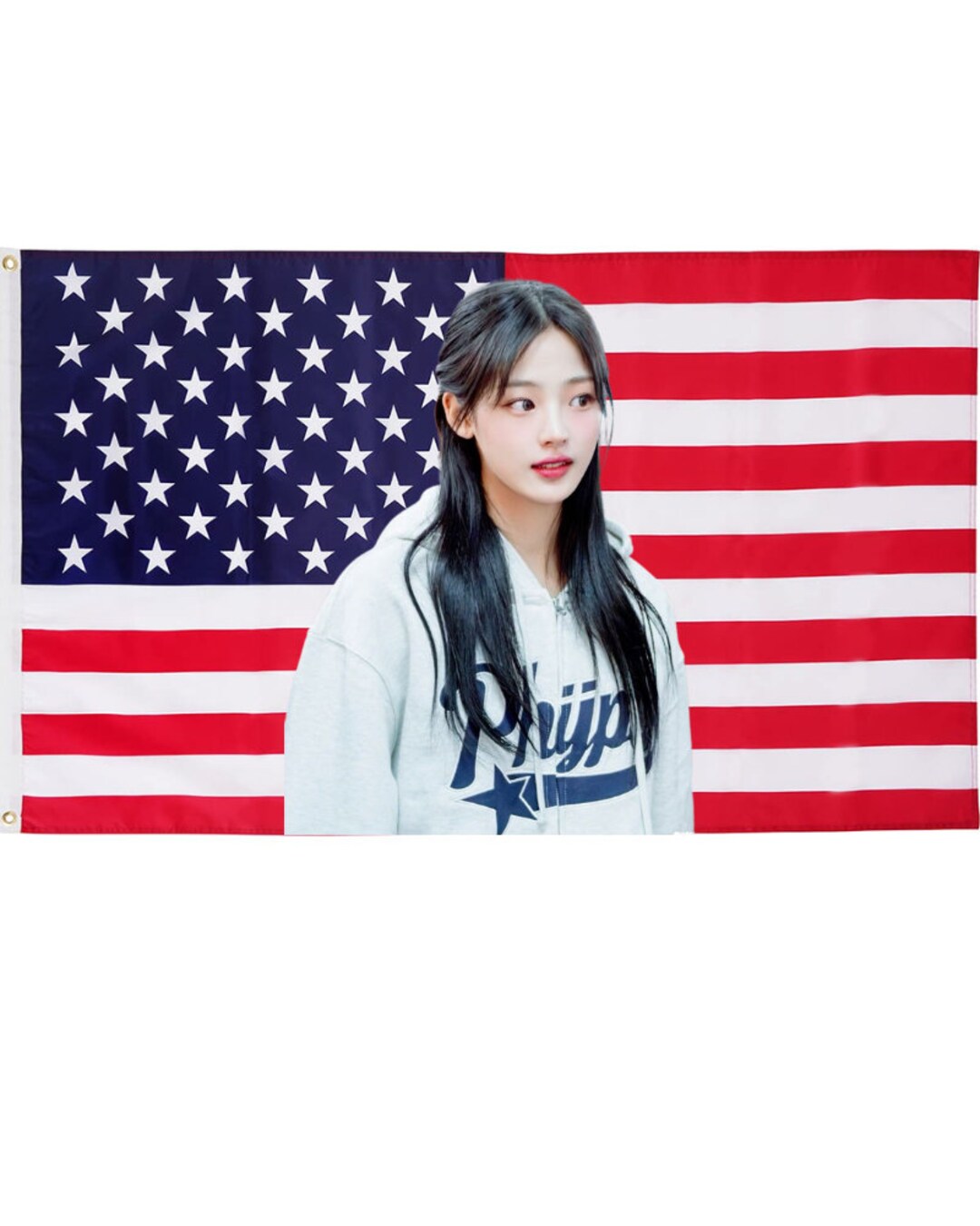 Minji Kim Newjeans USA Flag Bunnie KPOP American Flag Tiktok Meme Trendy Room Tapestry Fanmade ...