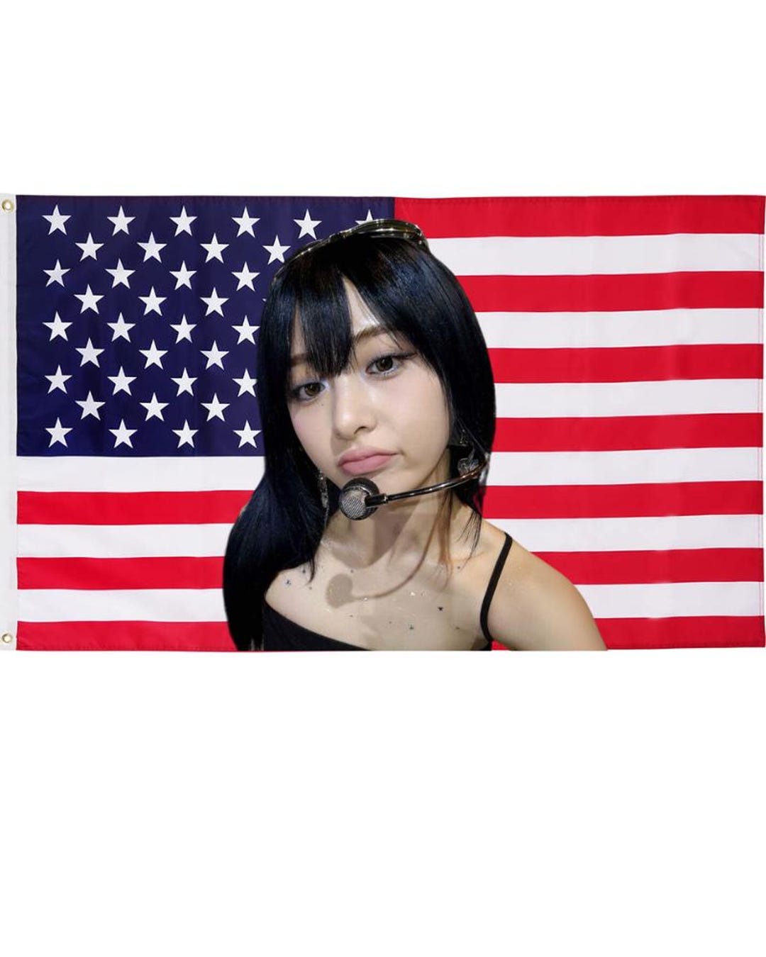 Yùnjín Le Ssèrafim USA Flag Bunnie KPOP American Flag Tiktok Meme Trendy Room Tapestry Fanmade ...