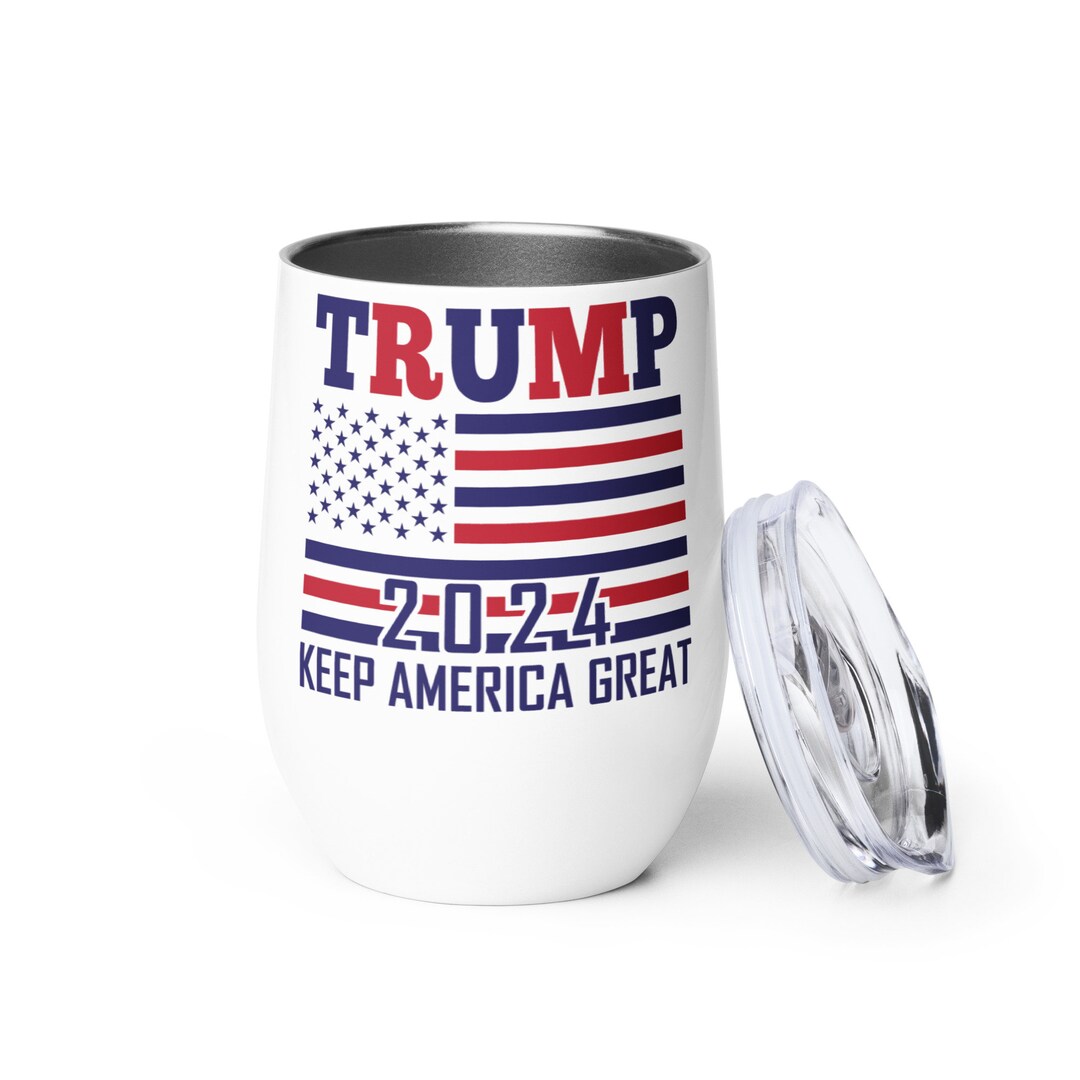 Trump 2024 American Flag Insulated Wine Tumbler 12 Oz Patriotic Sipper ...