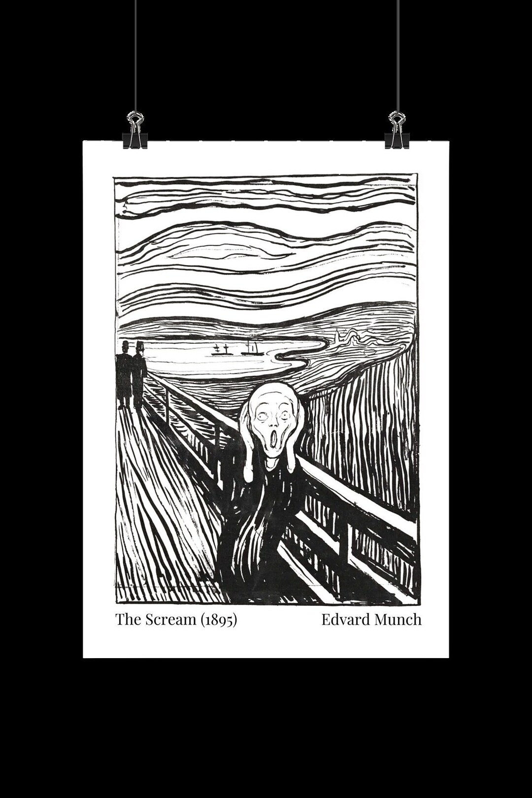 The Scream Black and White A4 Print Edvard Munch 1895 - Etsy