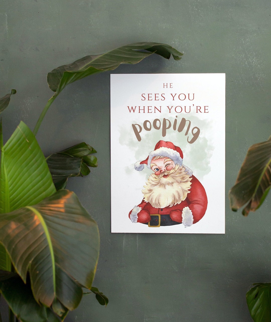 He Sees You When You're Pooping - Christmas Poster - DIGITAL - A4 Print ...