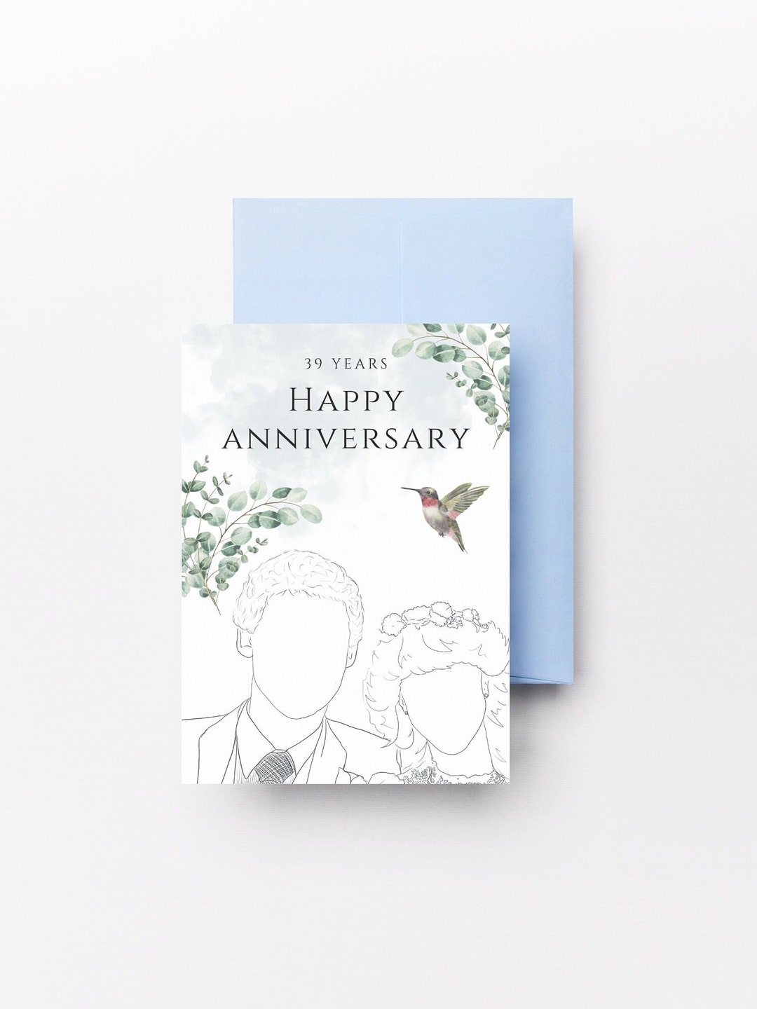 Happy Anniversary Card Line Art Personalised for Couples Greeting Card ...