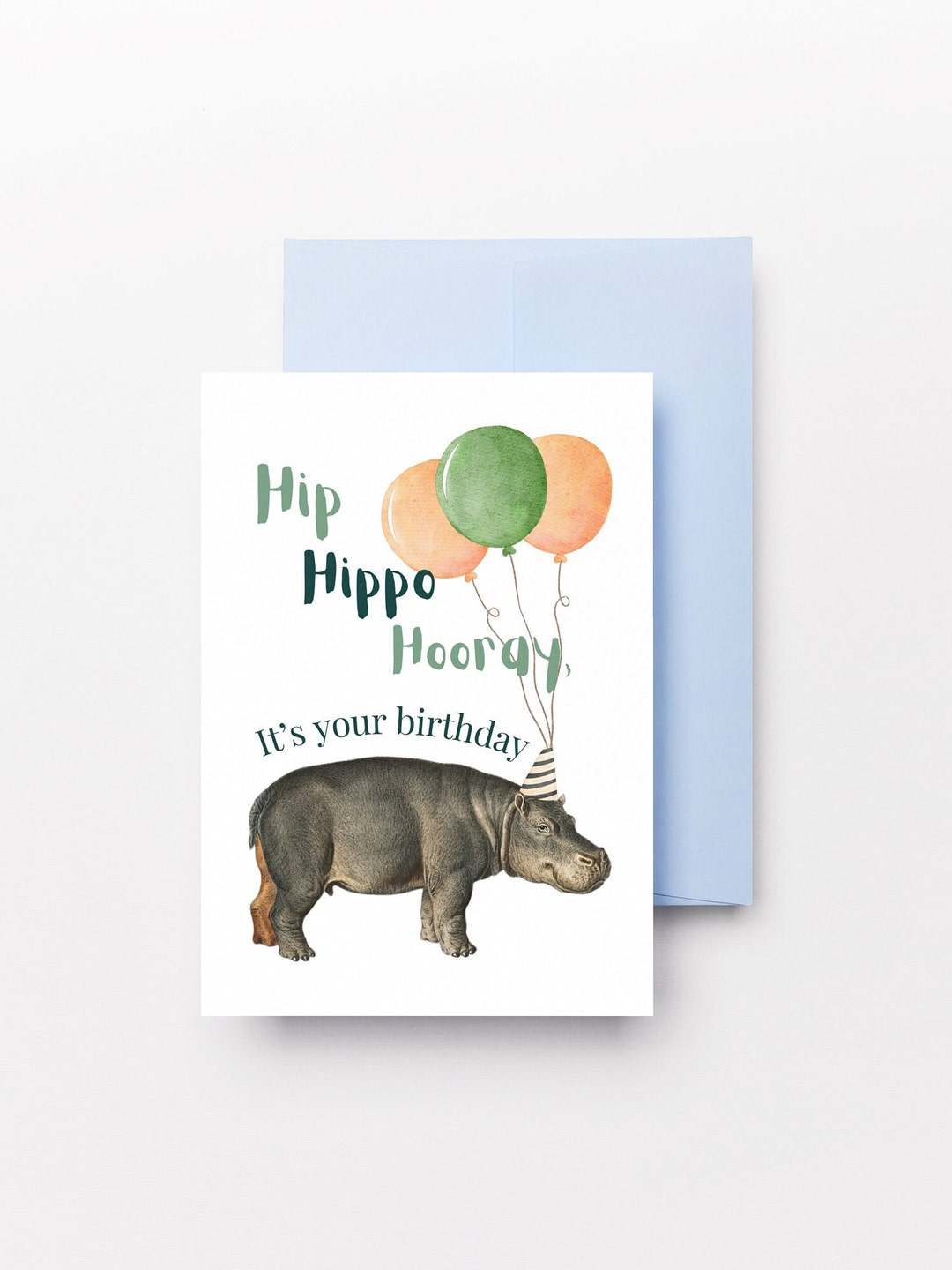 Hippo Birthday Card Hip Hippo Hooray - Etsy