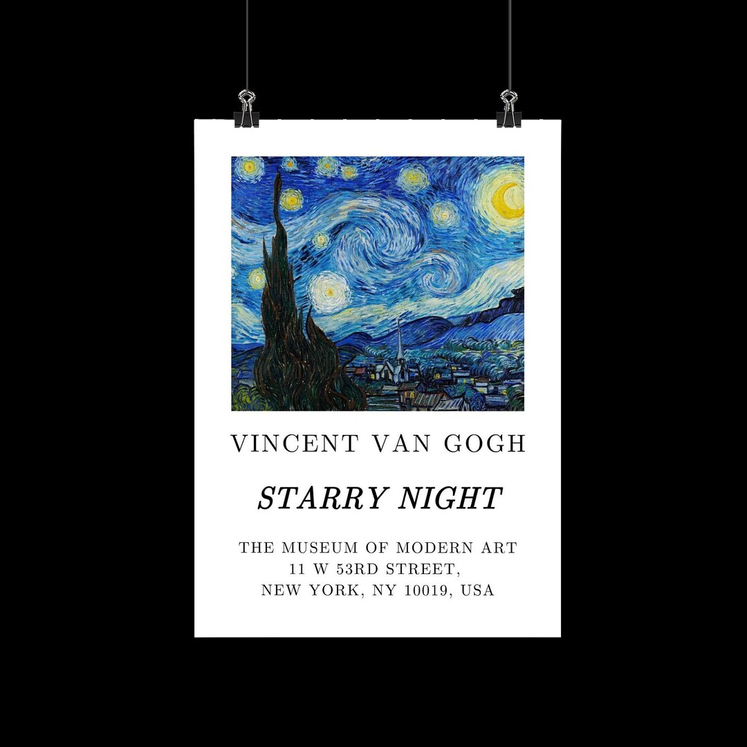Van Gogh Starry Night Print With Museum Info - Etsy