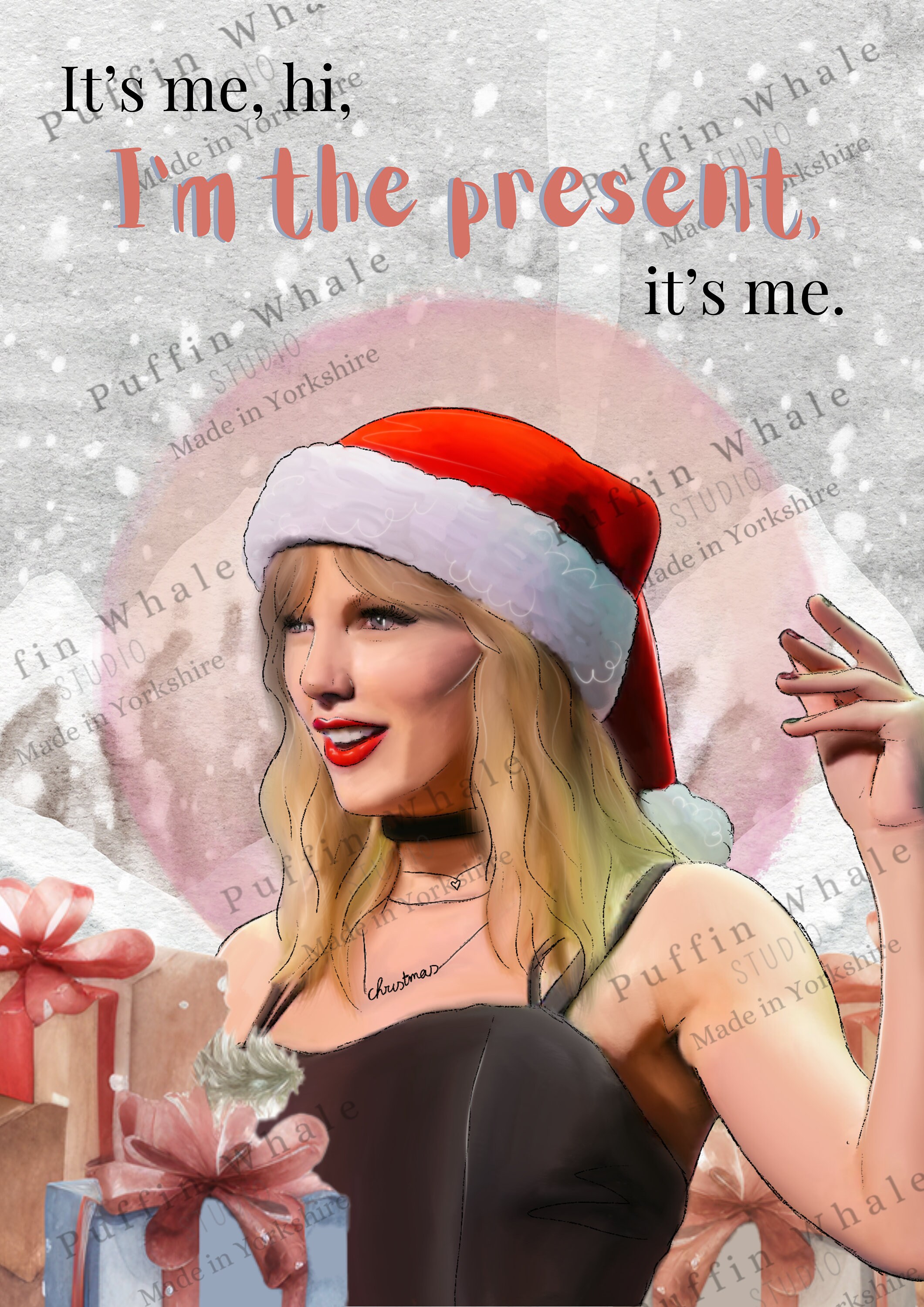 Taylor Swift Inspired Christmas Card It's Me, Hi, I'm the Present, It's ...