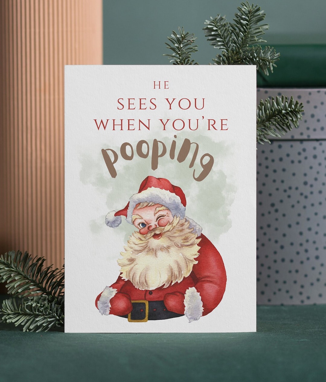 He Sees You When You're Pooping CHRISTMAS CARD Funny Gift for Him/her ...