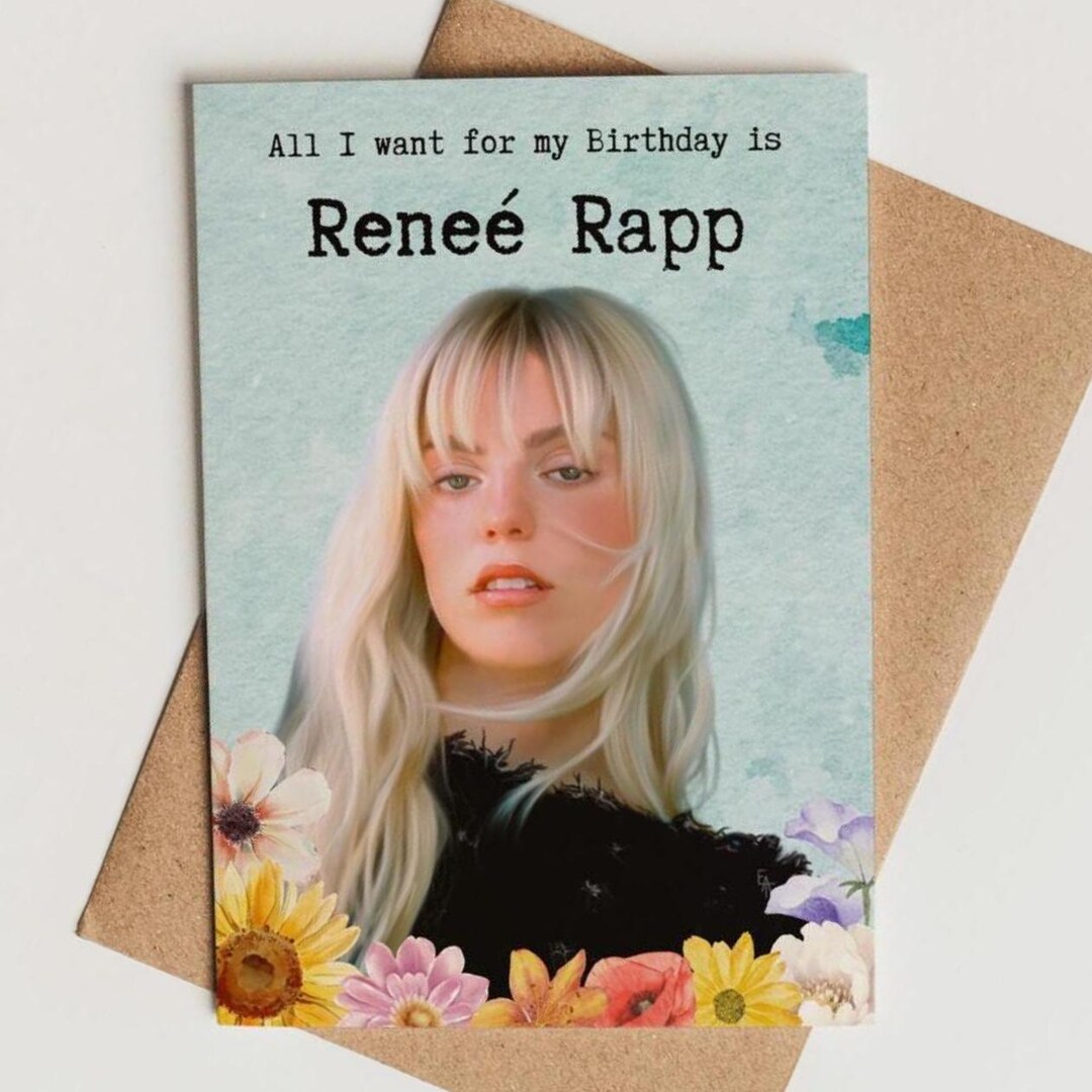 Reneé Rapp Birthday Card – Floral Design, Typewriter Font - A6 Size - Etsy