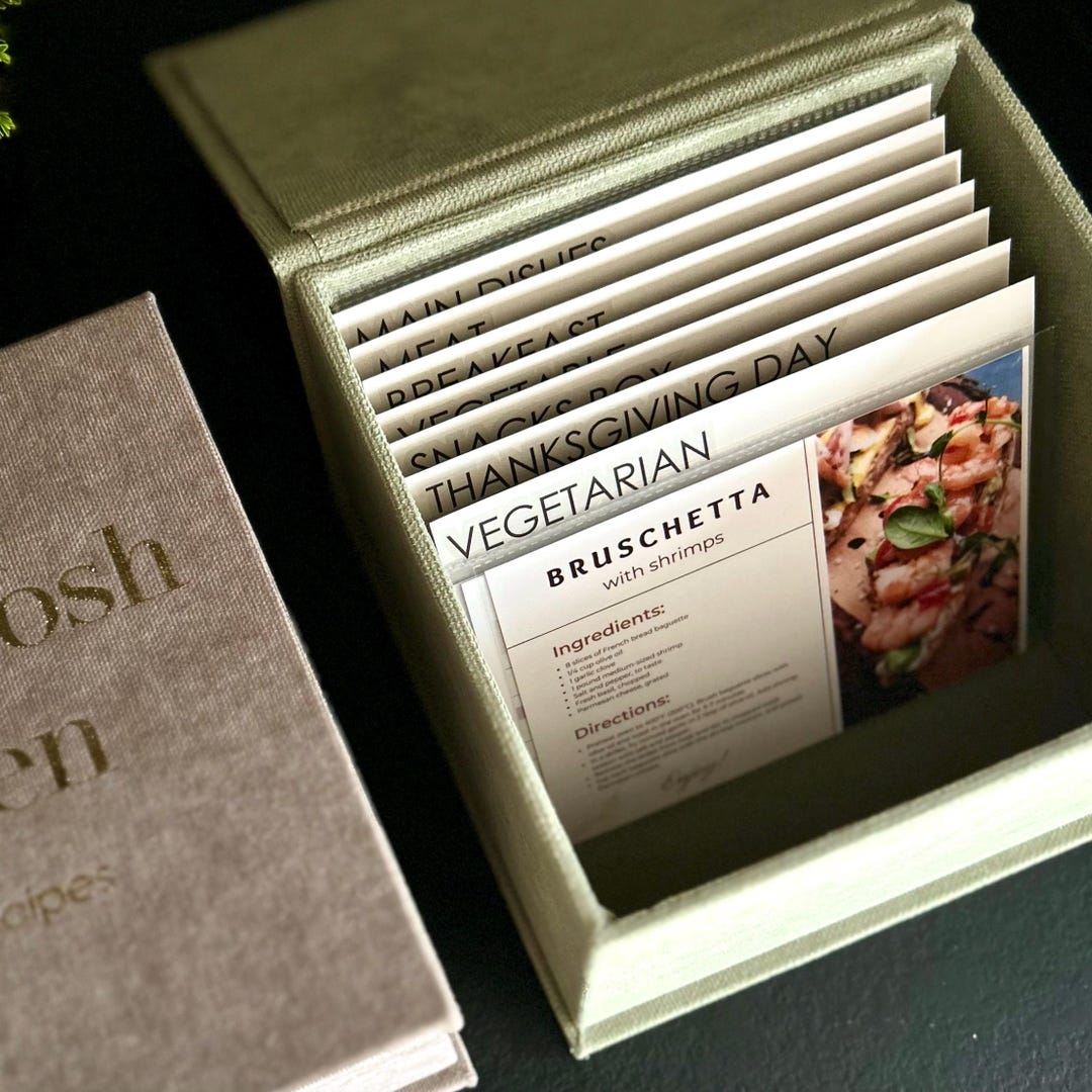 Custom Recipe Card Box With Dividers & Protectors | Personalized Family ...