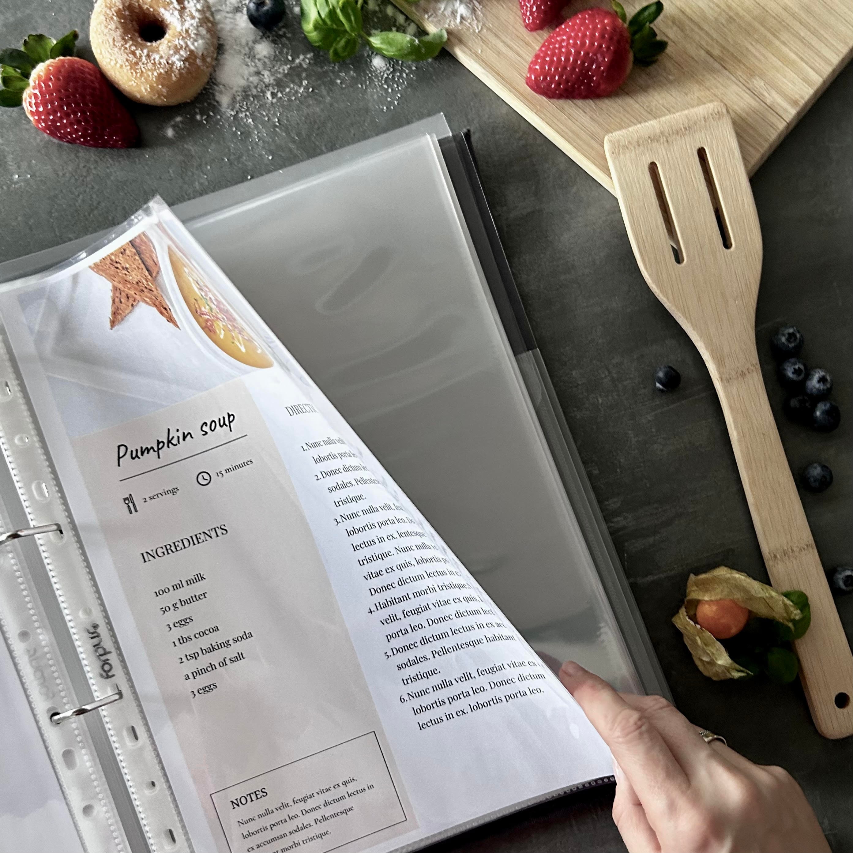 Personalized Custom A4 Ring Binder Recipe Book With Sleeves, Hard Cover ...
