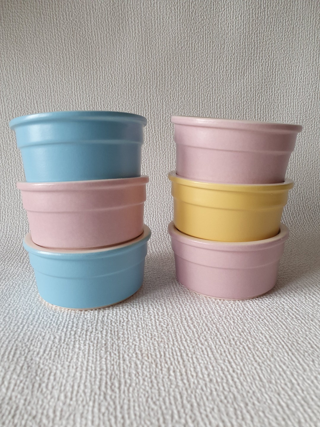 Cermer Vintage Pastel Colored Ceramic Ramekins/ Crème Brulée Containers ...