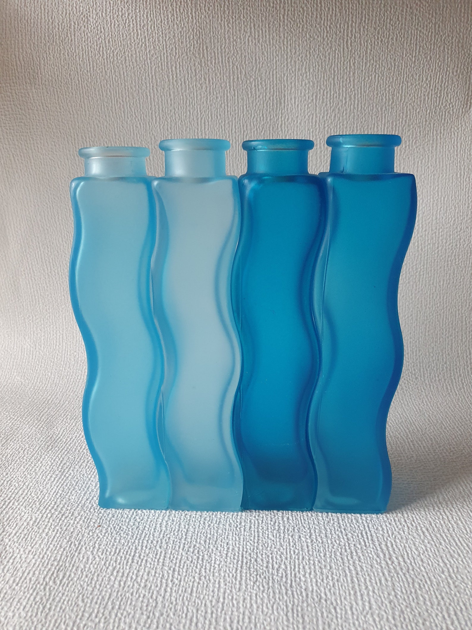 Ikea Skämt Winding or Wave Vases in Different Shades of Blue Frosted ...