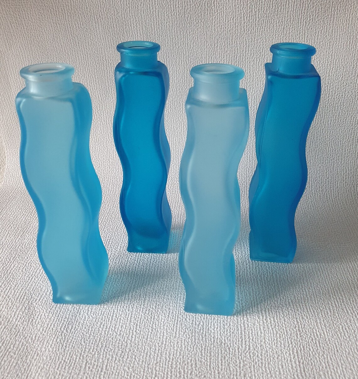 Ikea Skämt Winding or Wave Vases in Different Shades of Blue Frosted ...
