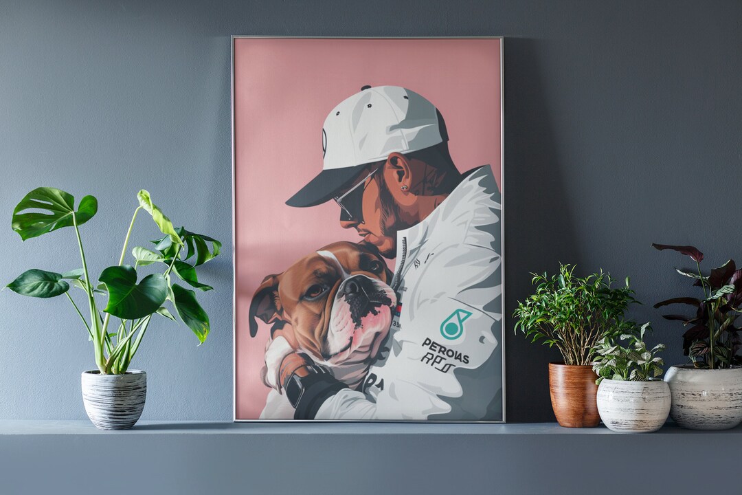 F1 Lewis Hamilton Minimalistic Poster Formula 1 Roscoe British Bulldog ...