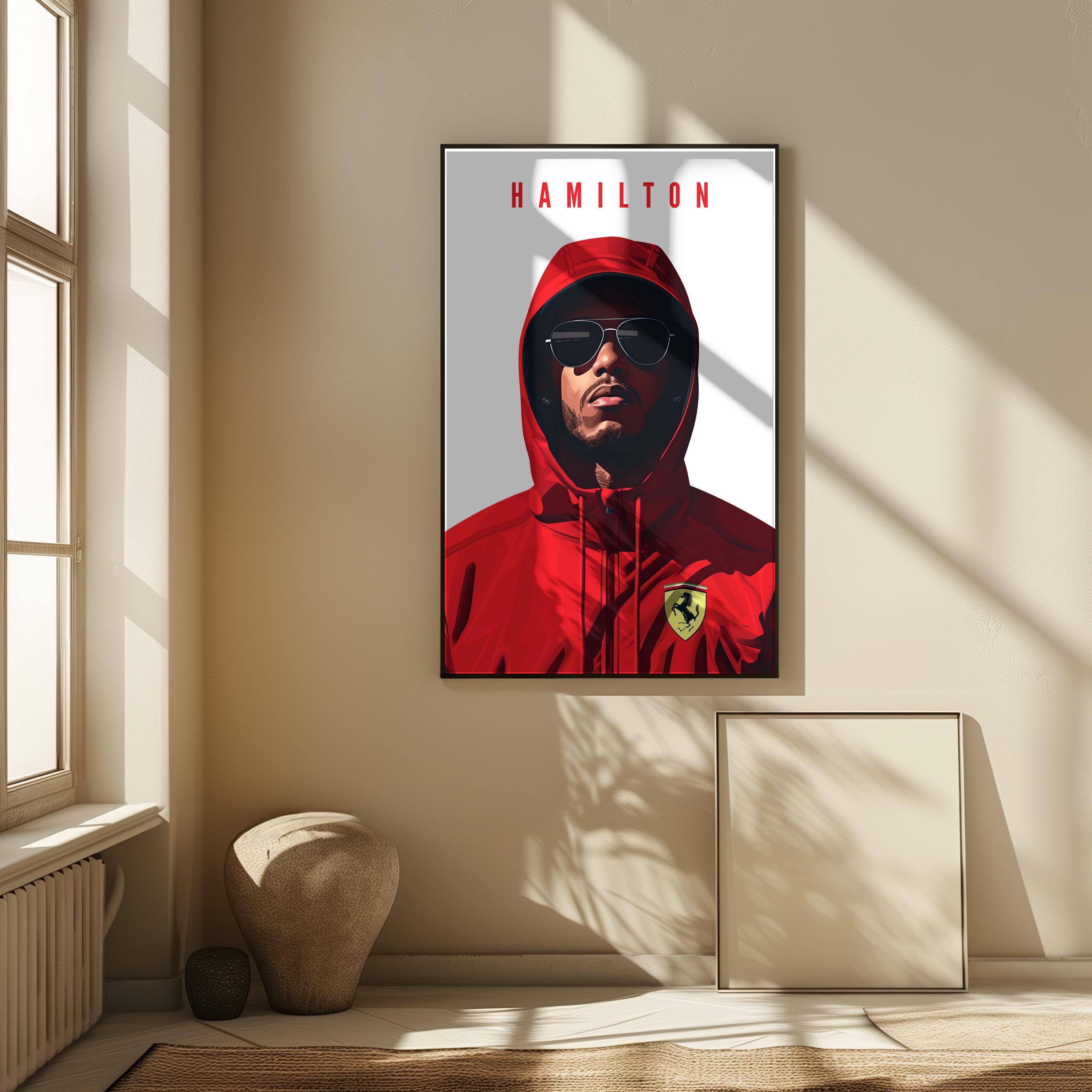 Lewis Hamilton Ferrari F1 Poster: Minimalist Vertical Wall Art - Etsy
