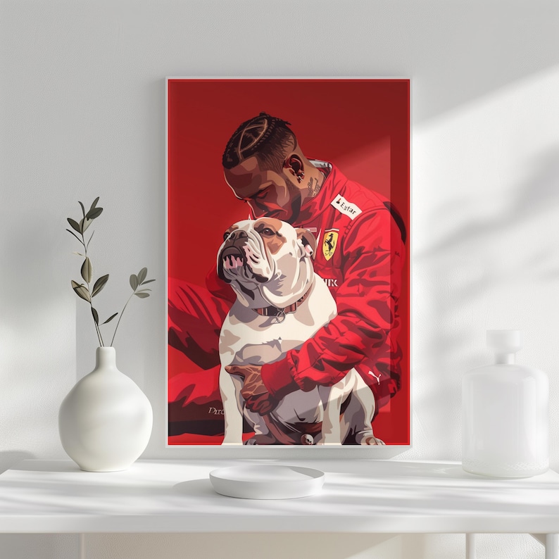 F1 Lewis Hamilton Minimalistic Poster Formula 1 Roscoe British Bulldog ...