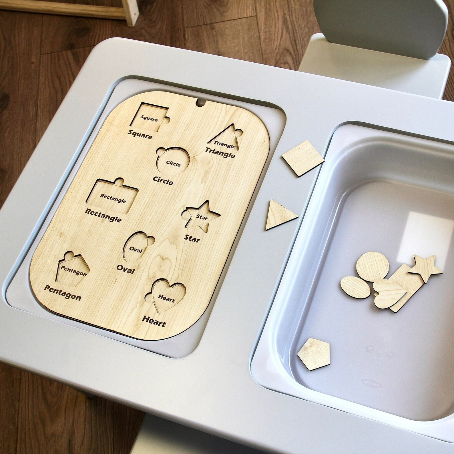 Shape Board Flisat Insert Wooden Insert Ikea Sensory Bin Insert Sensory ...