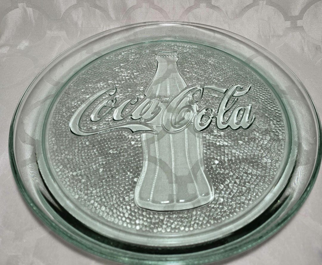 Coca-cola 13inch Glass Platter. Coca-cola Embossed Glass Plate. - Etsy