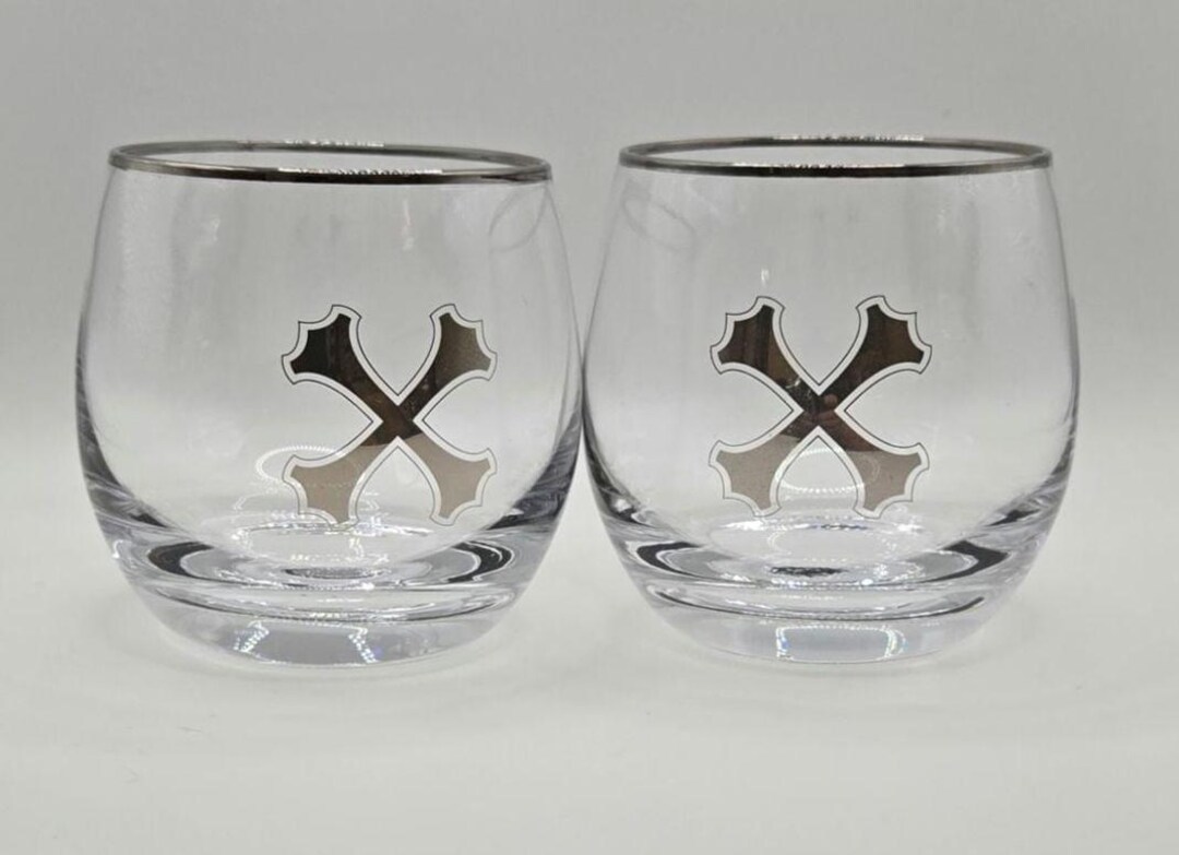 Bumbu Rum Silver Rimmed Cocktail Glasses. Set of 2. - Etsy