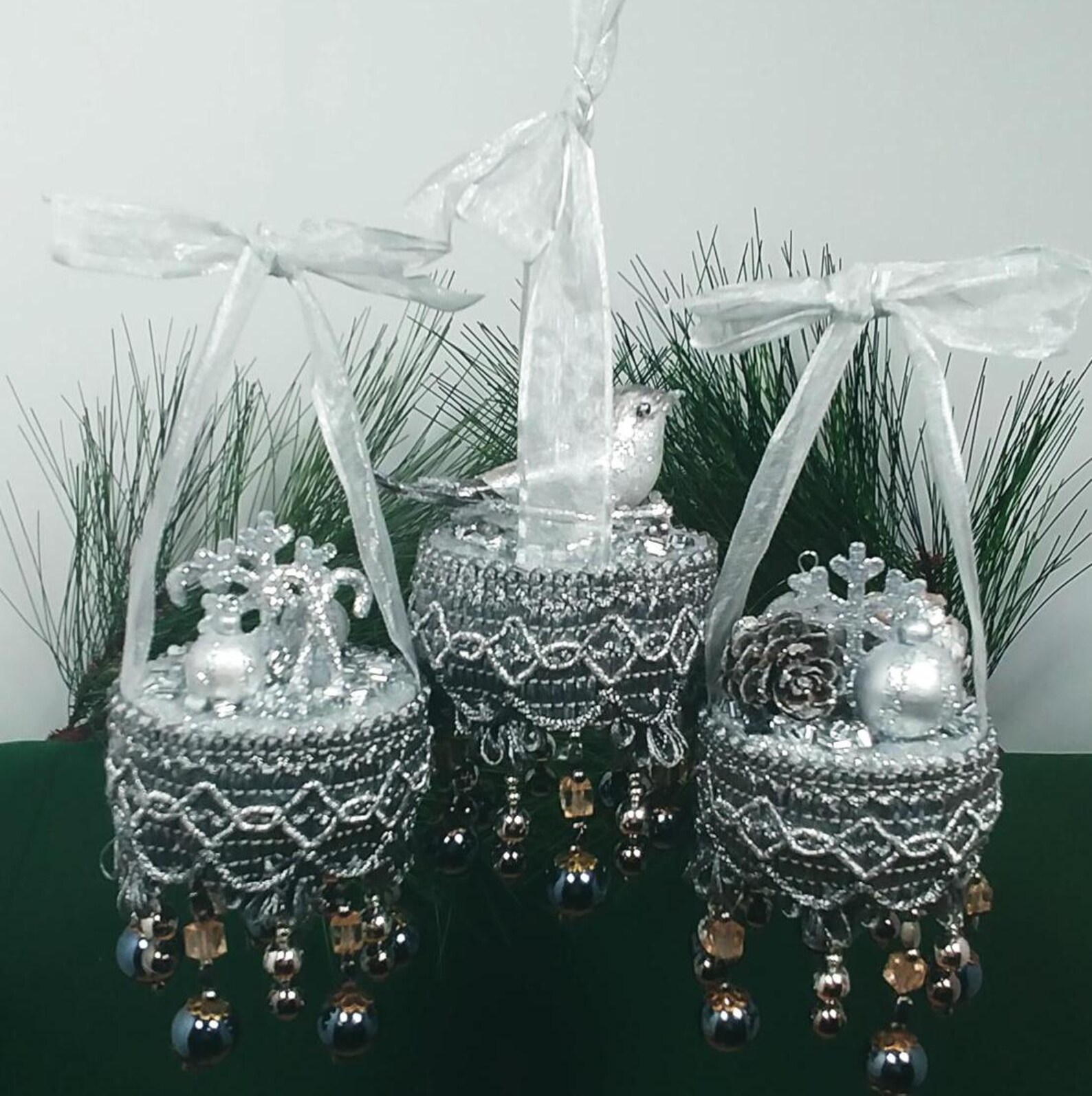 Silver Victorian Style Christmas Ornaments - Etsy