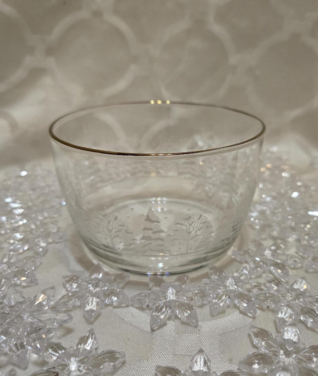 Vintage Etched Christmas Candy Dish. Frost Snowy Christmas Tree Candy ...