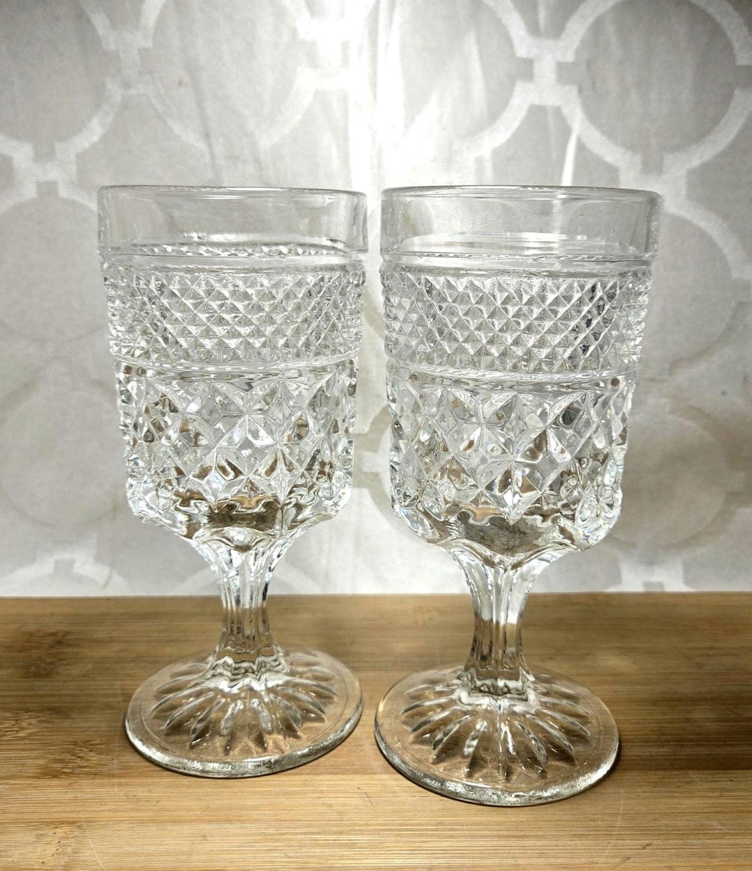 Vintage Wexford Hocker Hocking 6.625" Water Globlet Glasses. Set of 2 ...