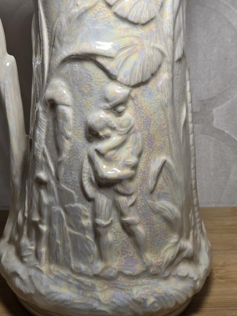 Vintage High Relief of Paul and Virginia Motif Iridescence Pitcher ...